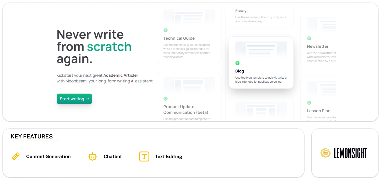 Moonbeam-Unlock Seamless Content Creation AI Writing Partner