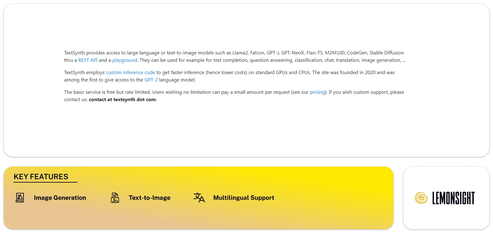 TextSynth | AI-Language Models & Text-to-Image via REST API