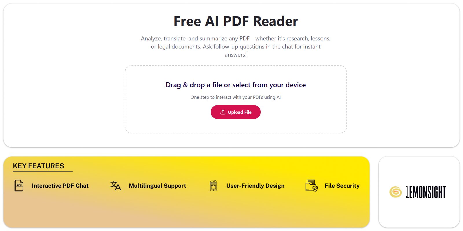 Free AI PDF Reader - Lemonsight